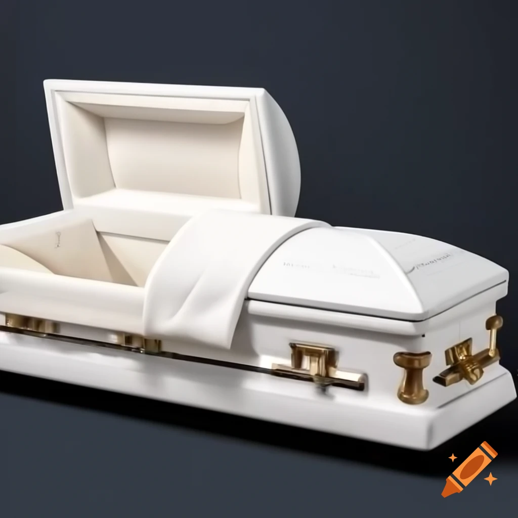 Simple white casket on Craiyon