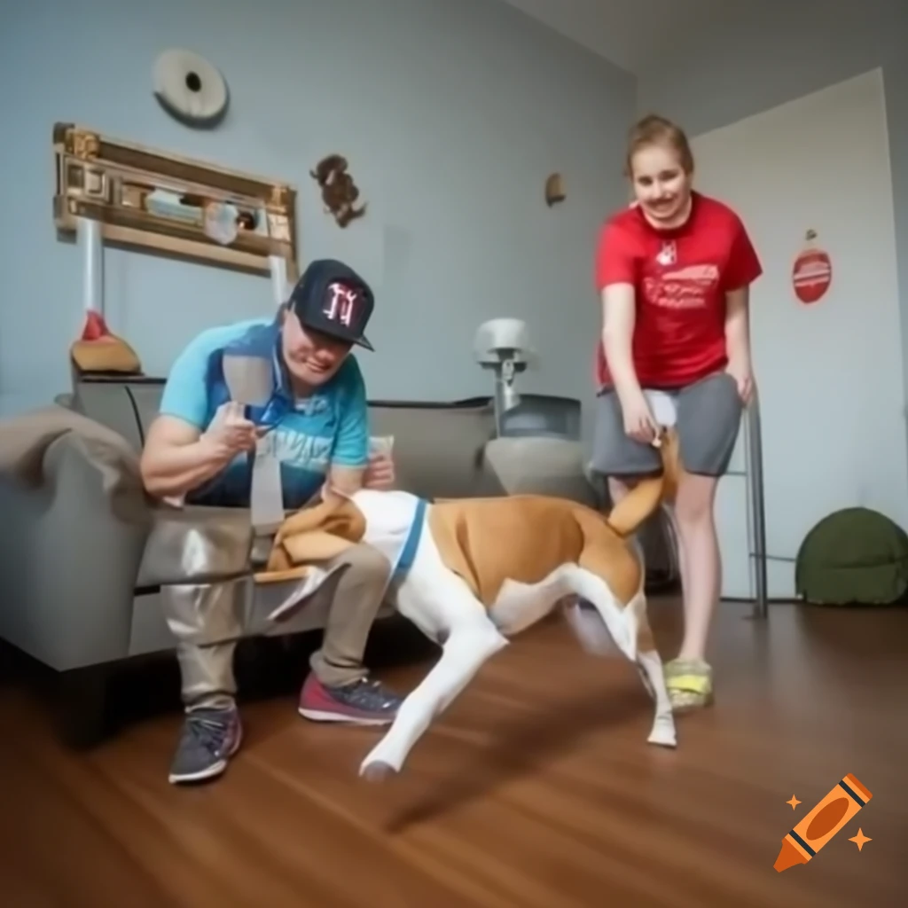 Pet sitter juggling toys with dog and cat in playful scene on Craiyon