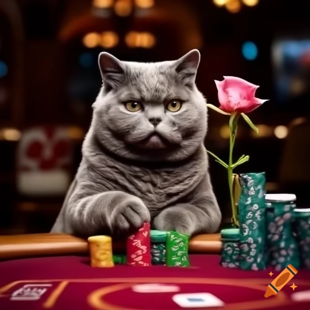 Humorous portrayal of a cat engaging in gambling and drinking ...