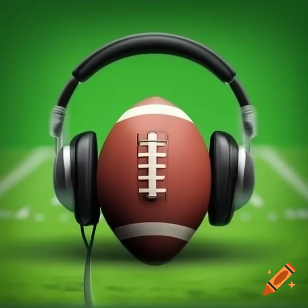 Microphone and headphones alongside a football on Craiyon