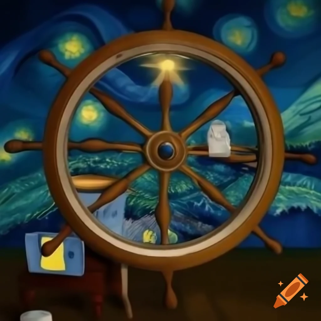 Stylized ship's wheel design with Captain's Table text and accents for ...