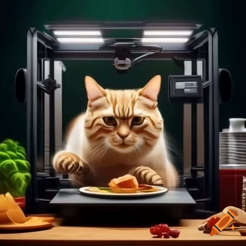 3D printed cat food dispenser design on Craiyon