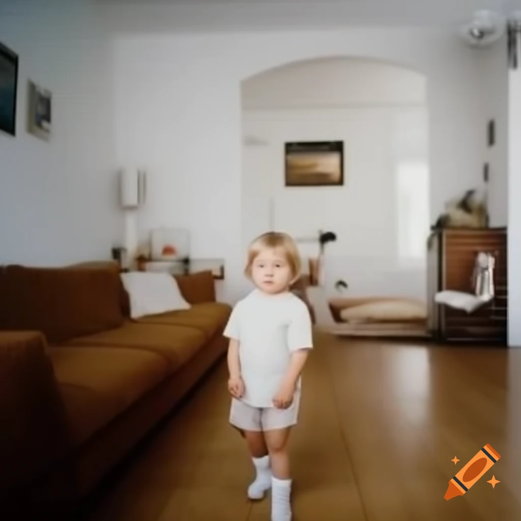 Child in bright cozy living room on Craiyon