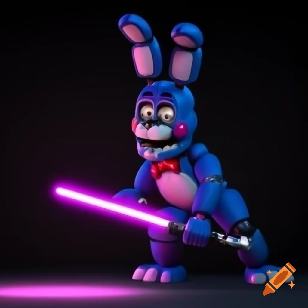 Bonnie the bunny with lightsaber striking a cool pose on Craiyon