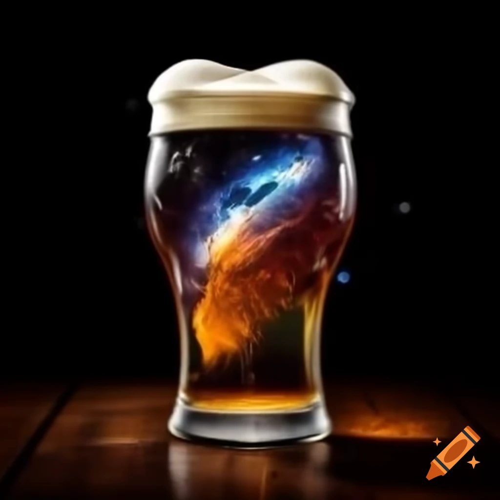 Galaxy themed design inside beer cup on Craiyon