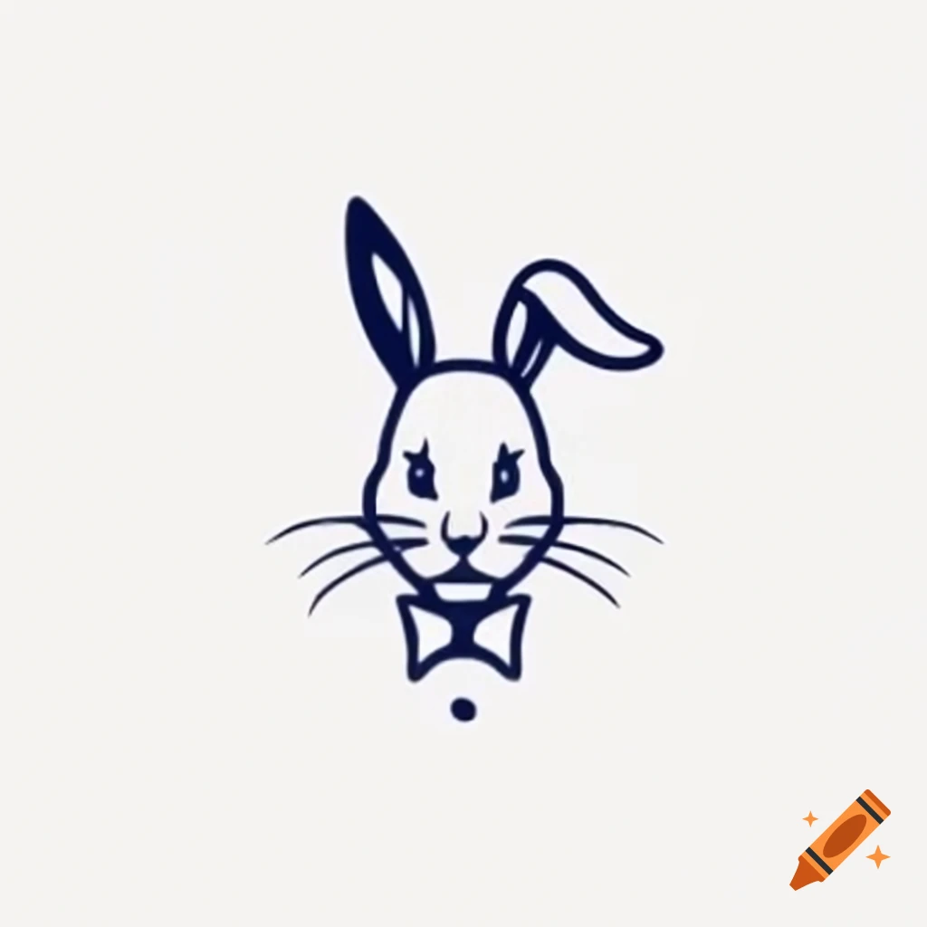 Simple mascot logo design of a rabbit with bow tie on Craiyon