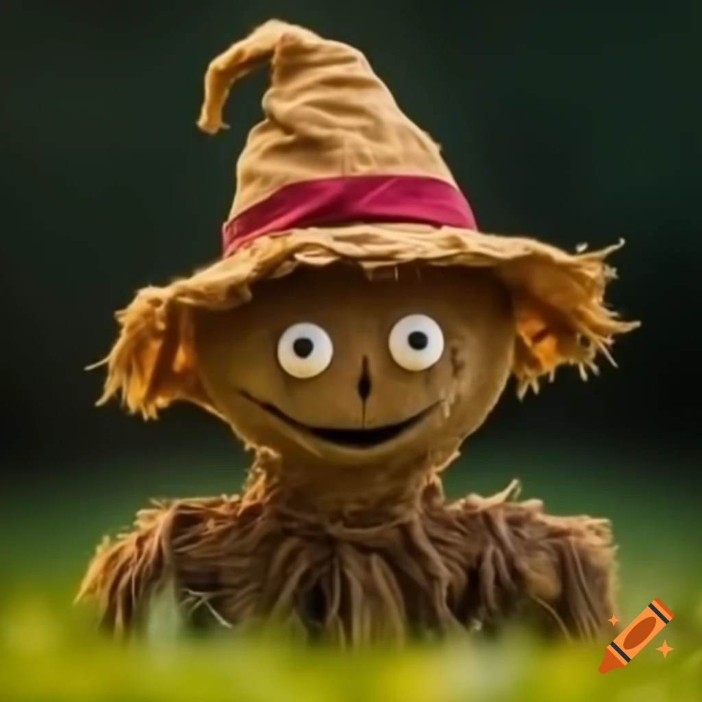 Silly straw scarecrow in a field on Craiyon