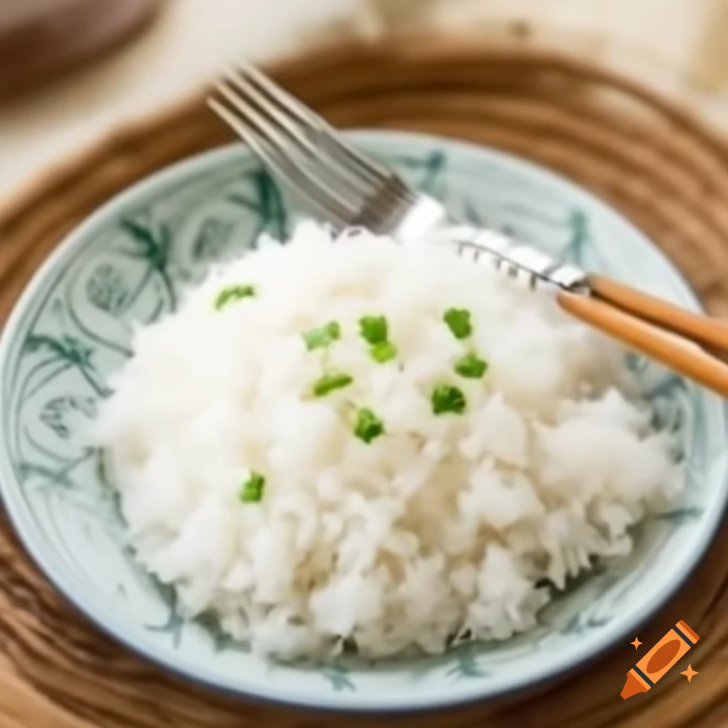 Family enjoying a meal with white rice on the table on Craiyon