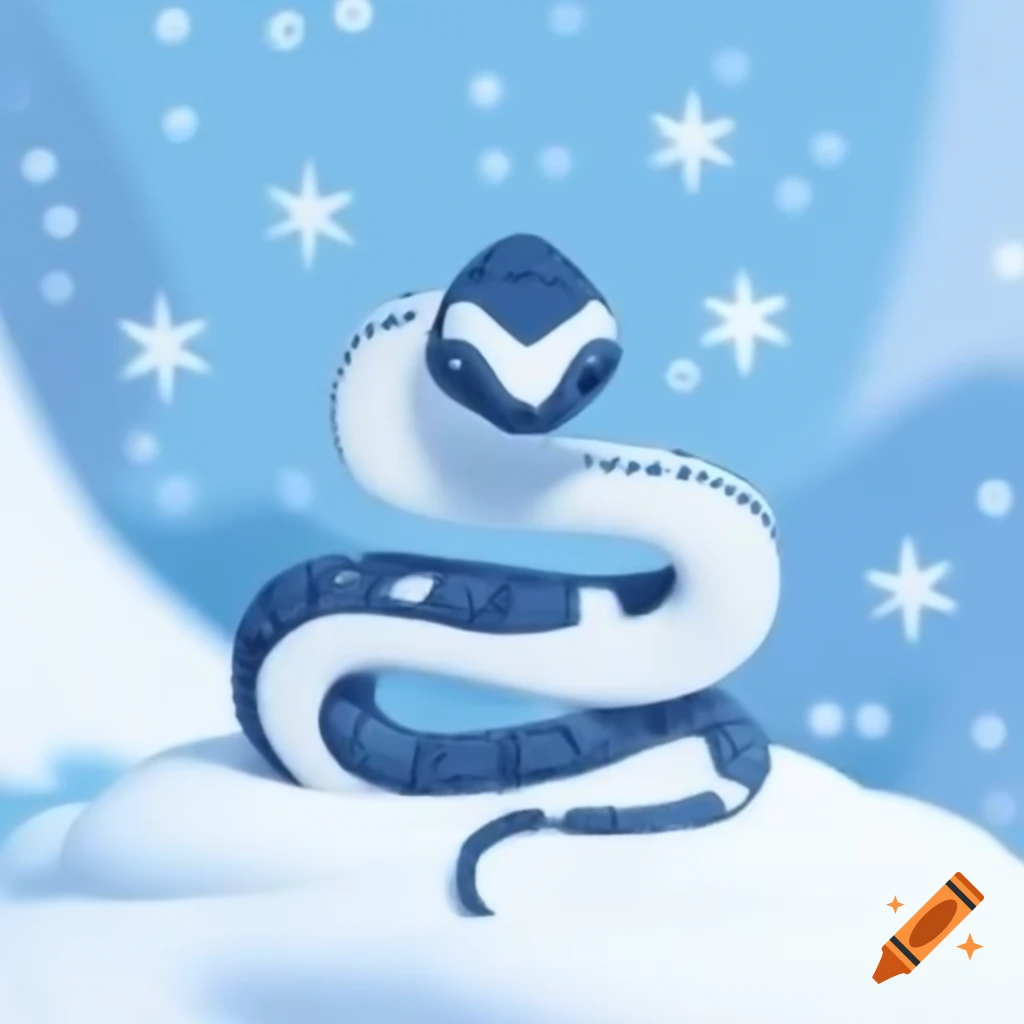 Symbolic blue snake representing the year 2025 on snowy background on ...