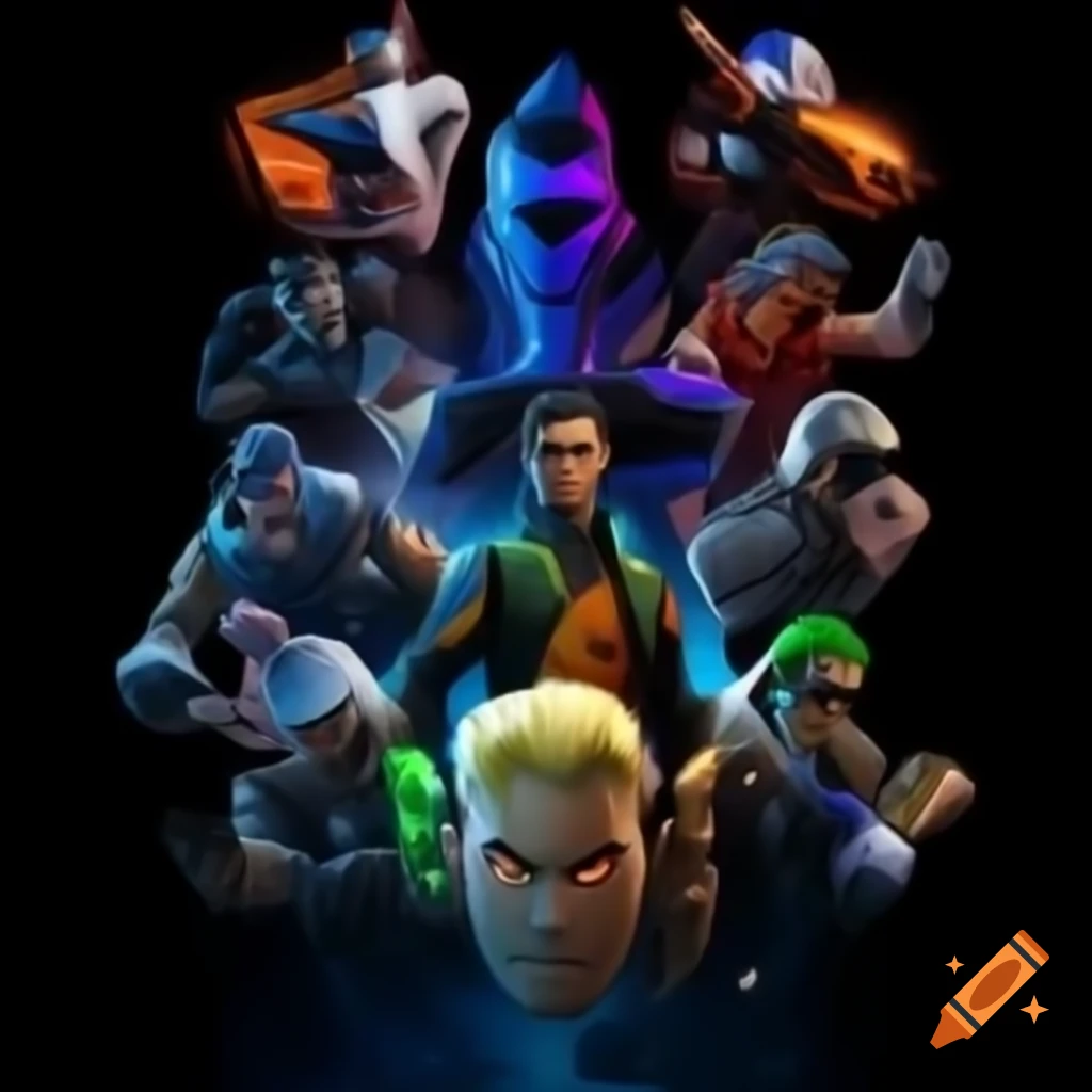 Dynamic multi-versal showdown of iconic characters in vibrant cel ...