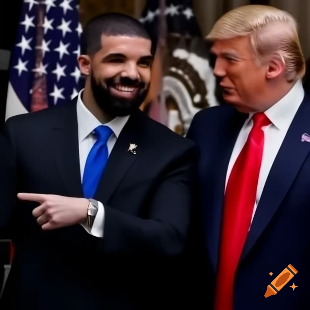 Drake and Donald Trump, possibly in a humorous or satirical context on ...