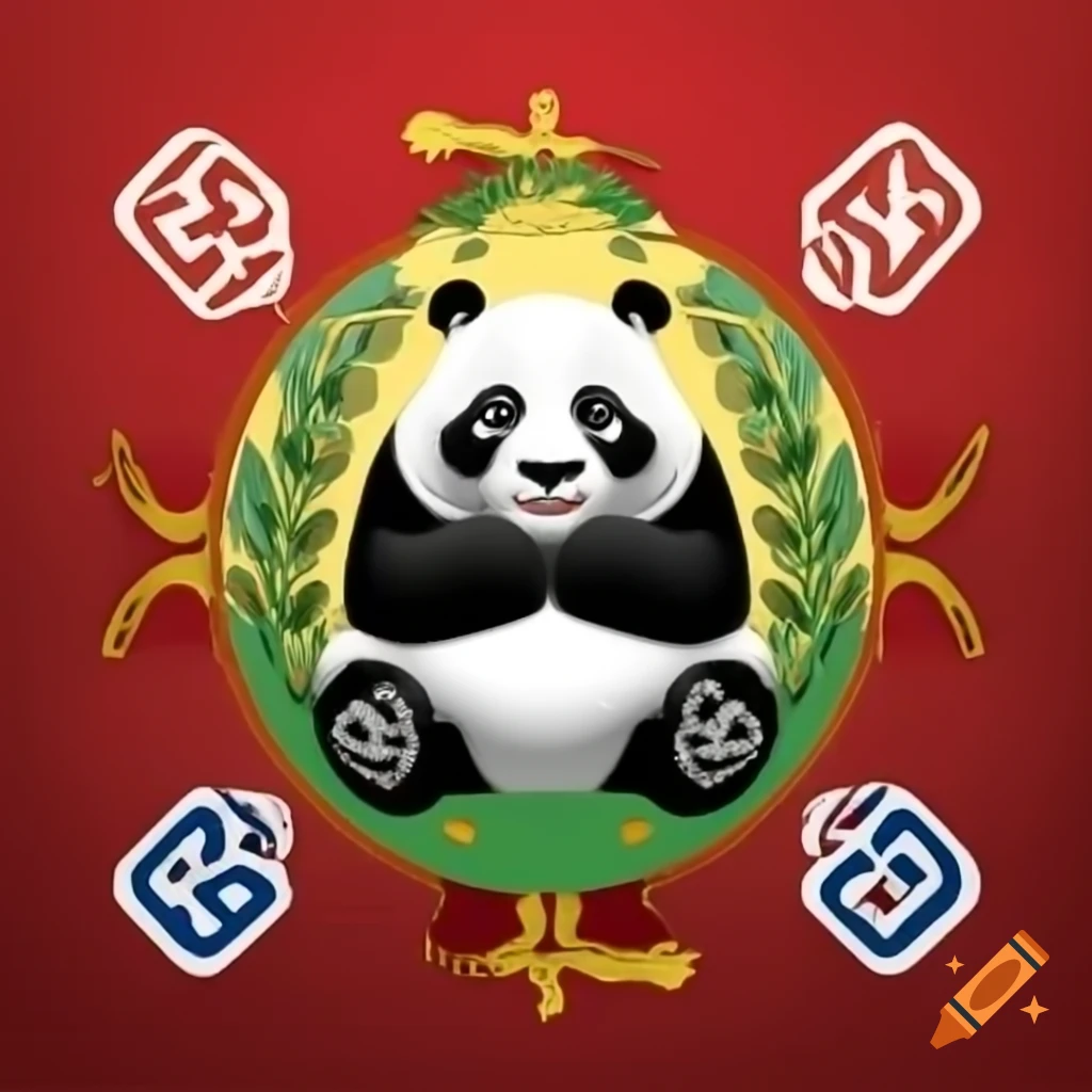 Panda depicted in traditional chinese heraldry on Craiyon