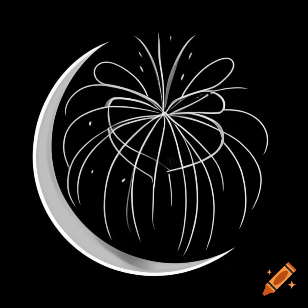 Stylized charcoal new moon orb in silver crescent, symbolizing renewal ...