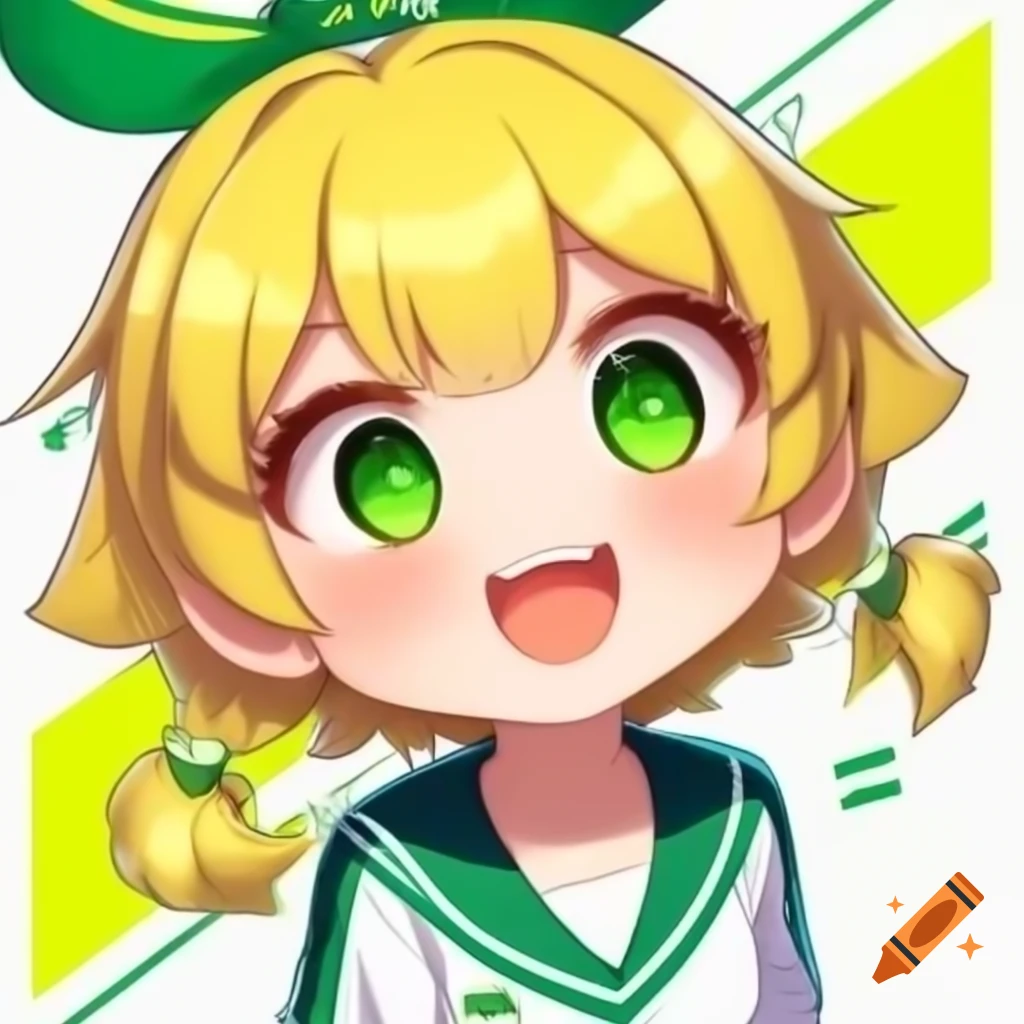 Chibi anime character with fluffy pastel pink and mint green hair ...