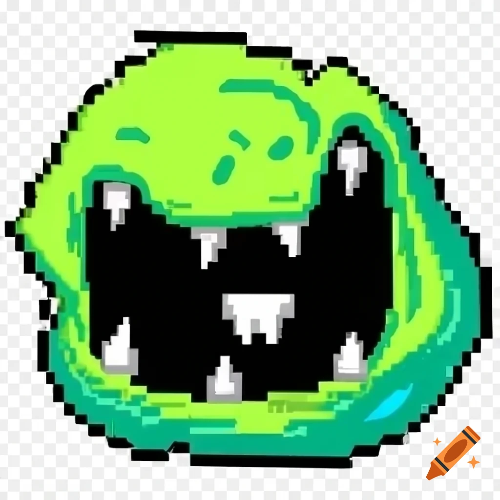 Pixel art of toxic mini-boss slime with multiple eyes and a menacing ...