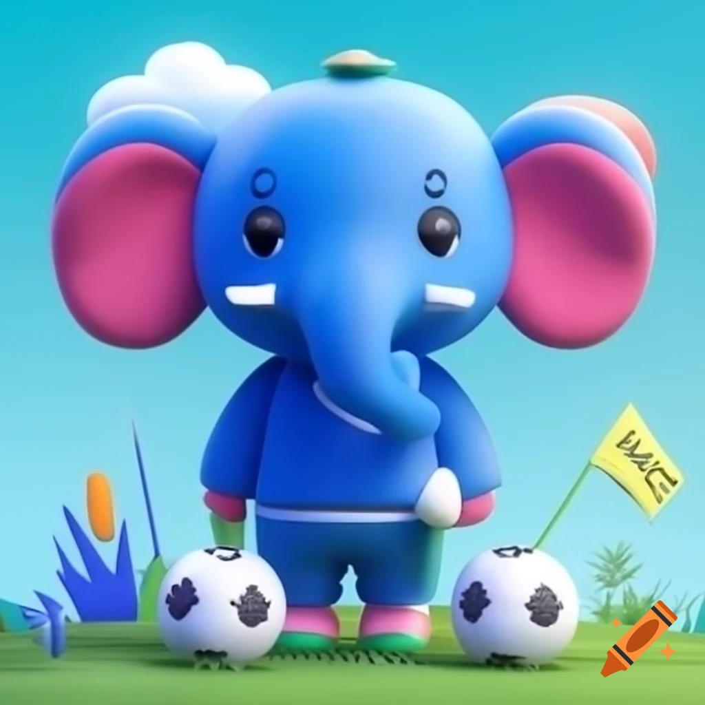 Sporty blue elephant mascot on Craiyon