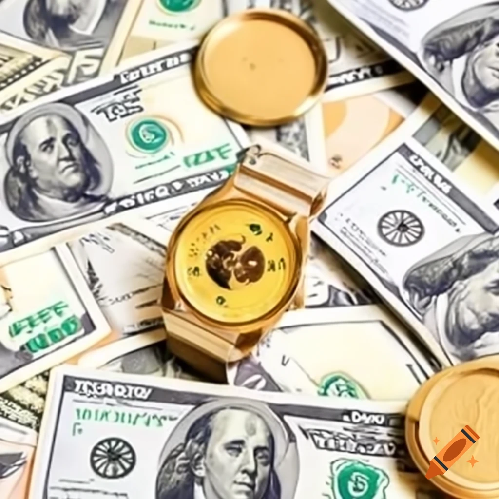 Room filled with money covering walls, ceiling, and floor on Craiyon