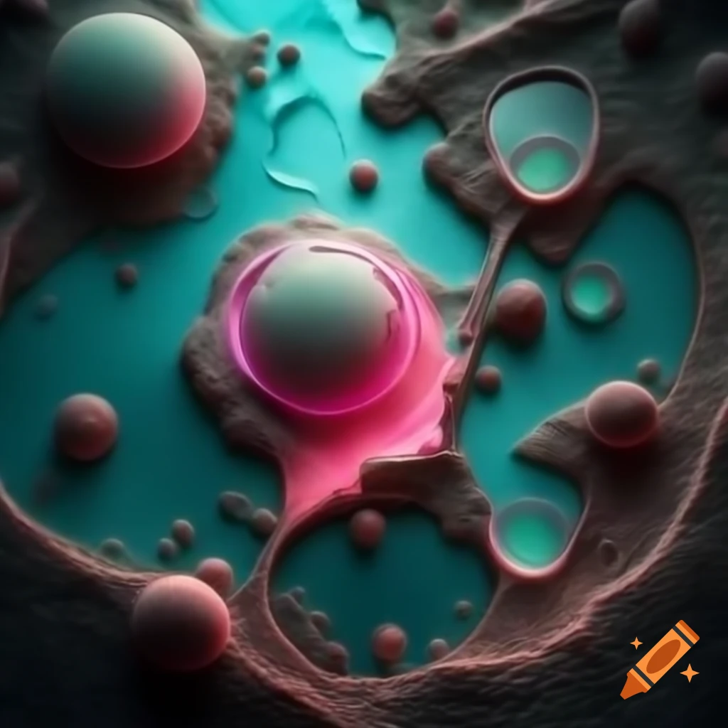 Microscopic close-up of vibrant organic landscape with intricate ...