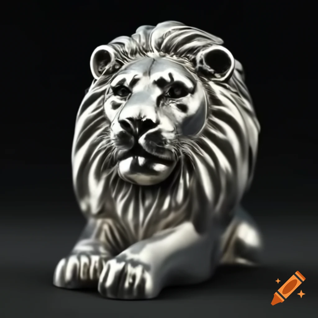 Silver lion depiction on Craiyon