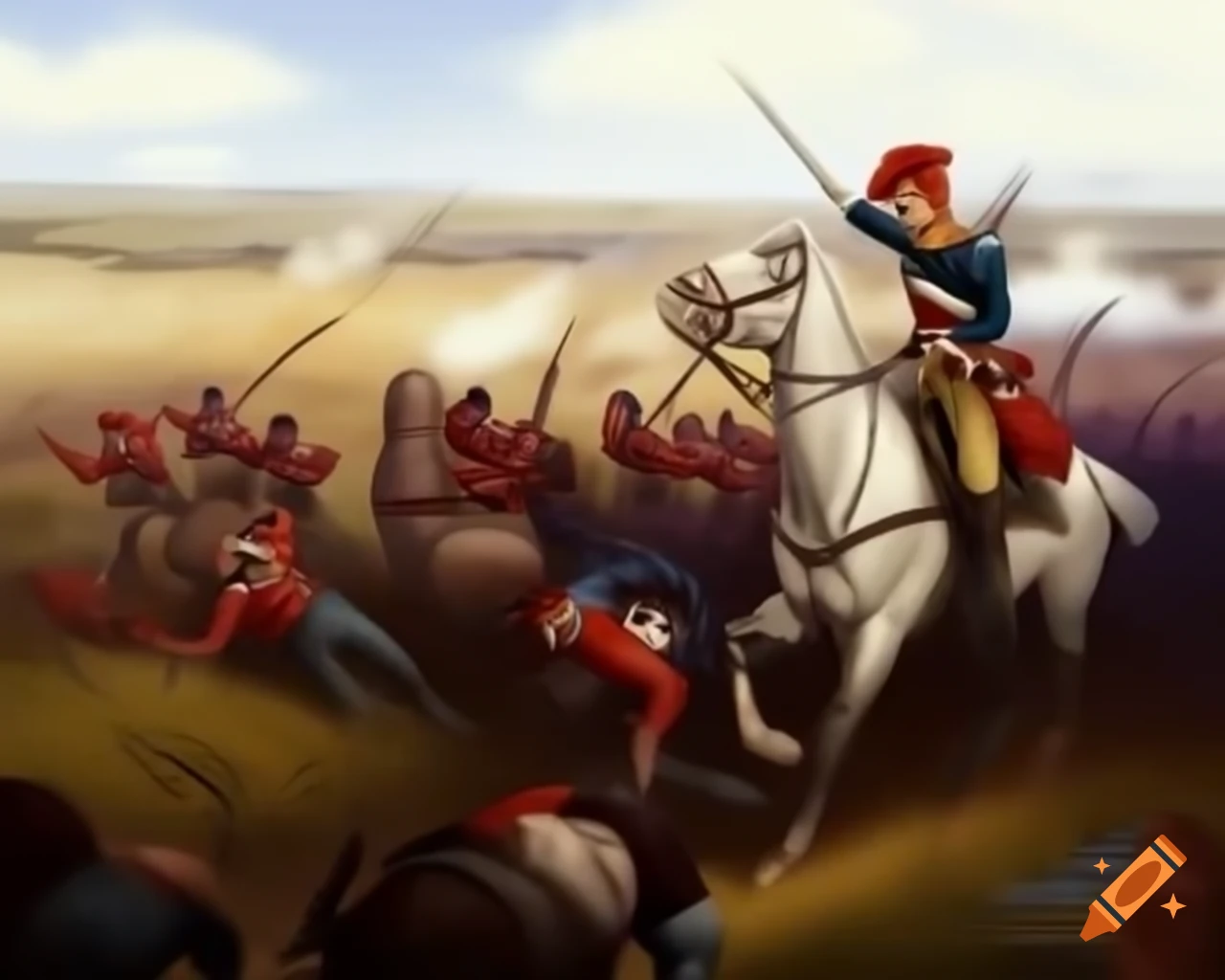 Illustration of the Thousand Days' War in Colombia with soldiers and battle scenes on Craiyon