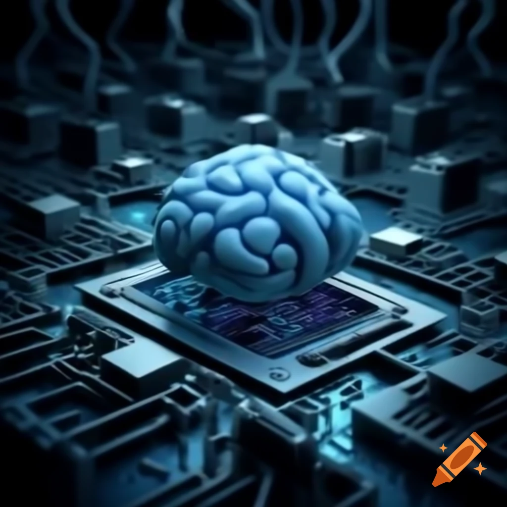 Complex illustration explaining biological neuromorphic computing on Craiyon