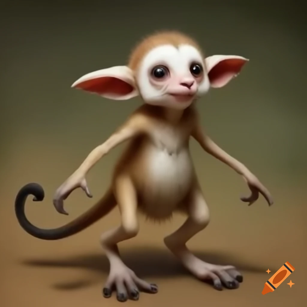 Cute bipedal creature hybrid of goat, marmoset, kangaroo with hooves ...