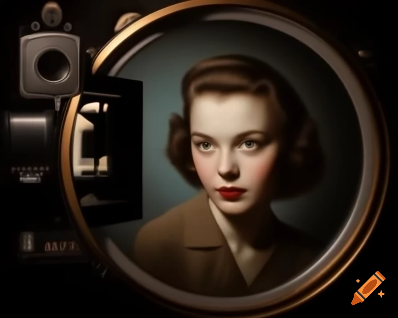 Vintage portrait of a young woman showcasing her beauty on Craiyon