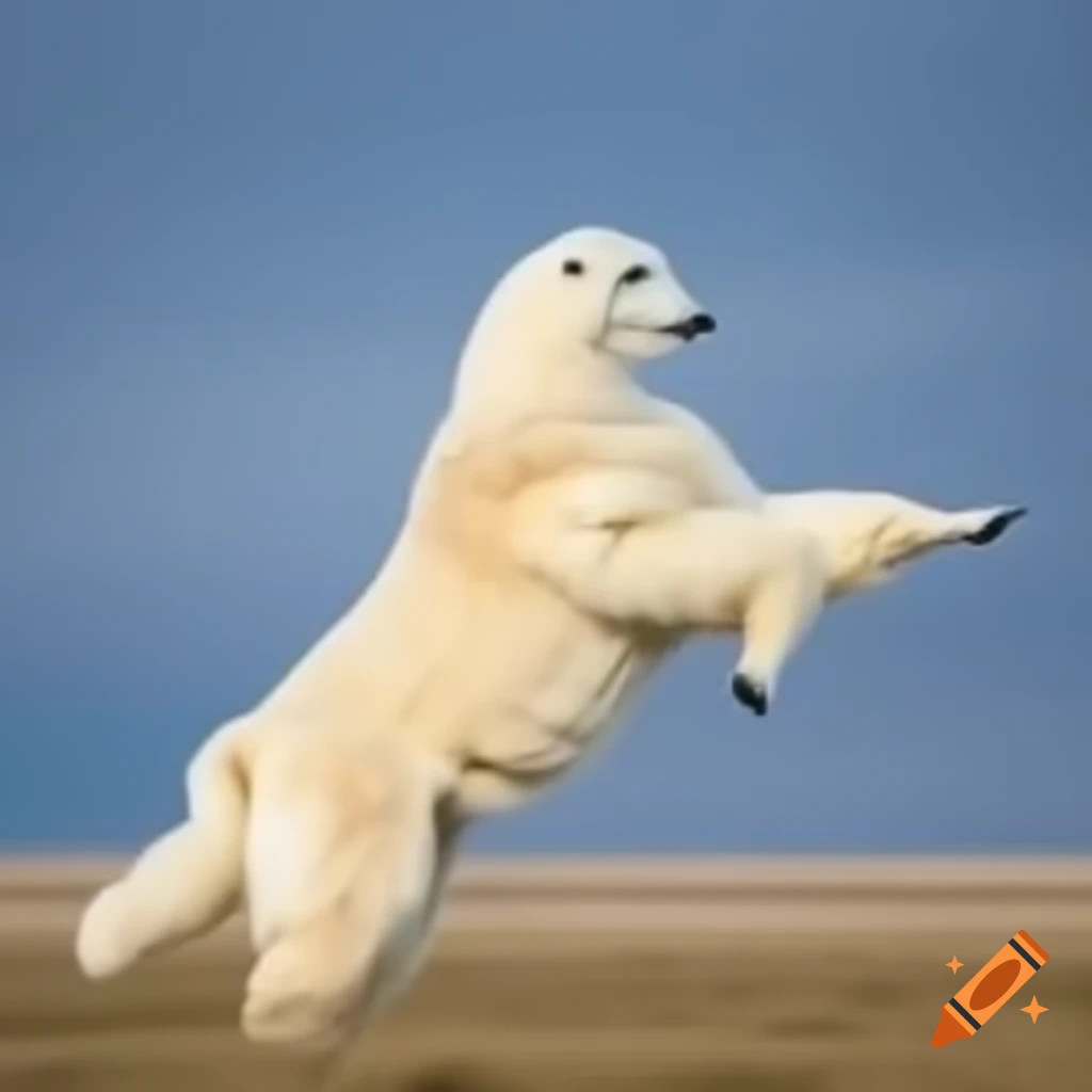 Polar bear and llama engaged in a playful boxing match on Craiyon