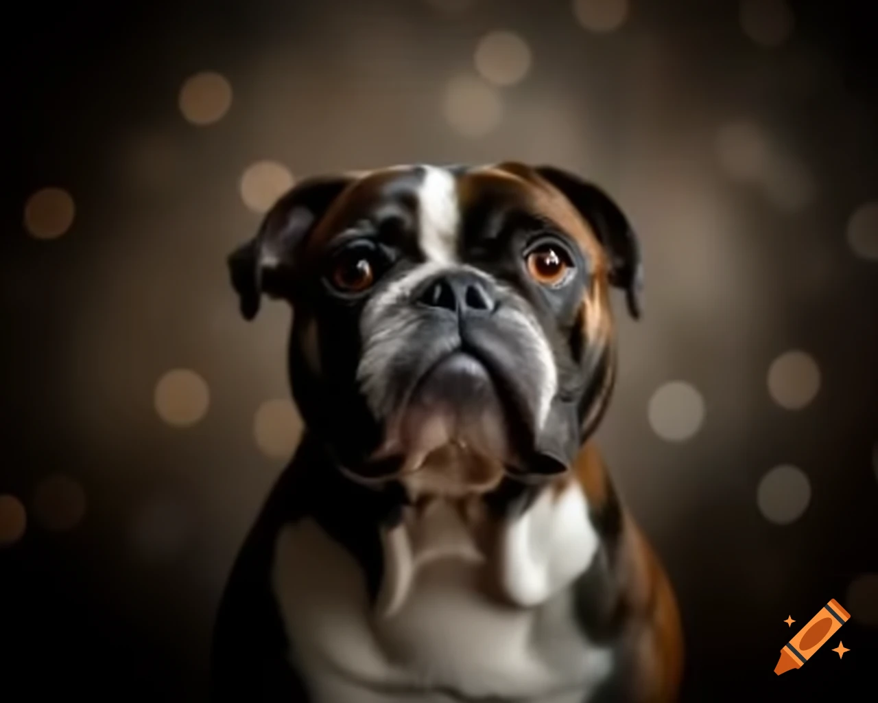 Elegant bulldog portrait with bokeh and natural lighting on Craiyon