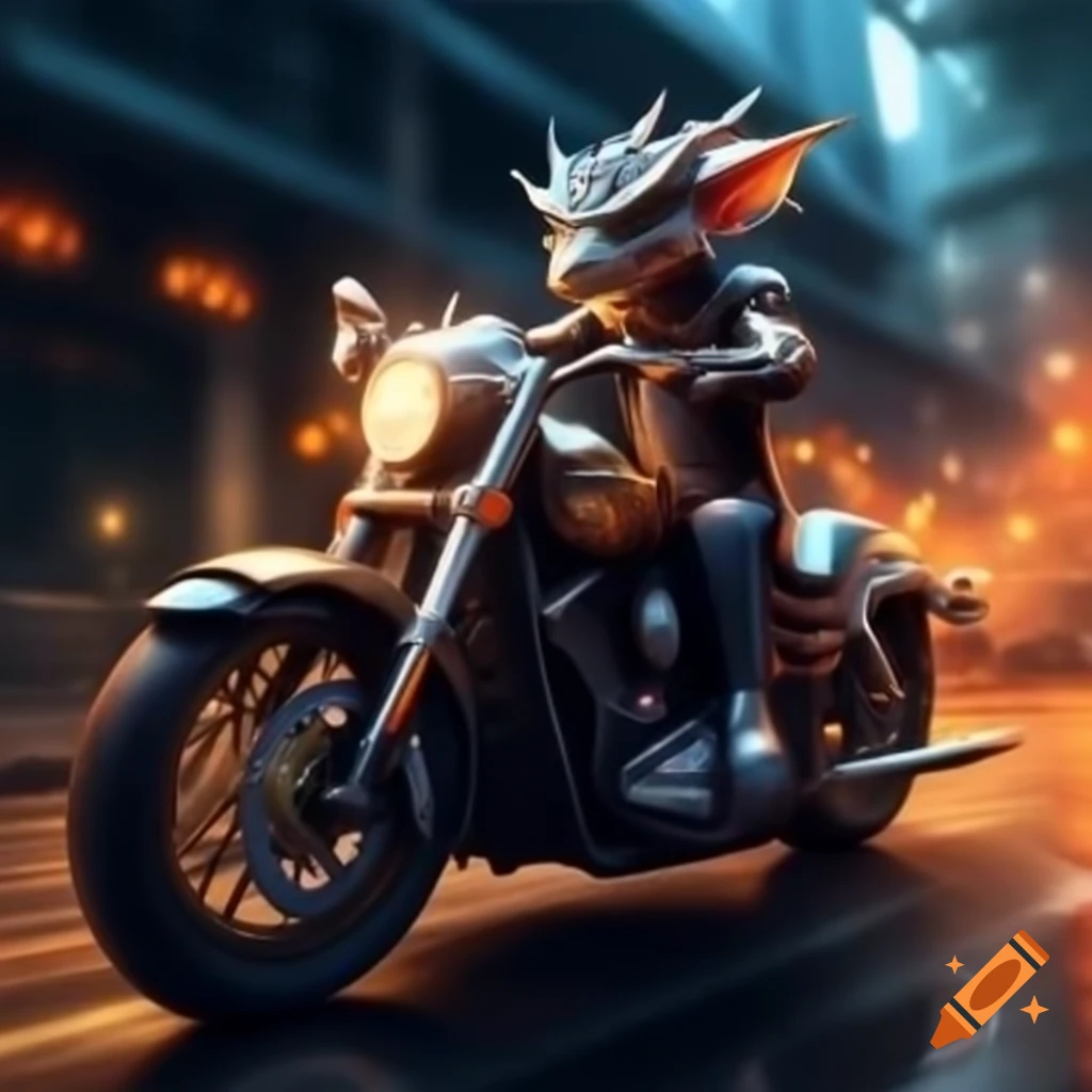 Dragon riding Harley Davidson motorcycle on Craiyon