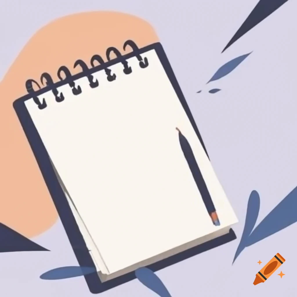 Minimalist notepad and pen in abstract anime art style on Craiyon