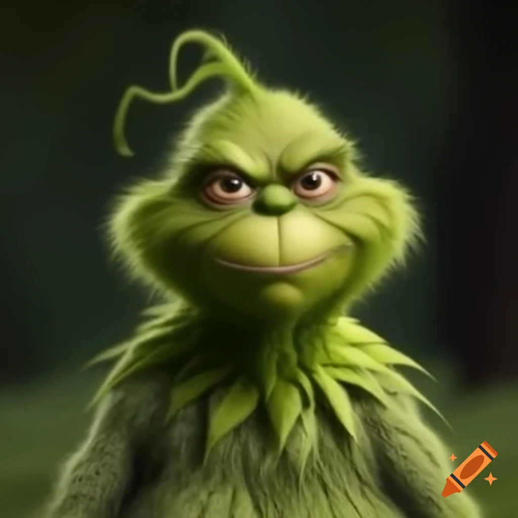Grinch character, green, furry, and grumpy on Craiyon