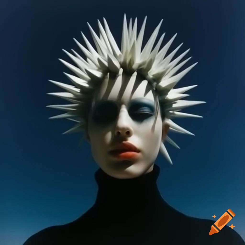 Pop surreal photography featuring spiky silver statue from the 2000s on ...