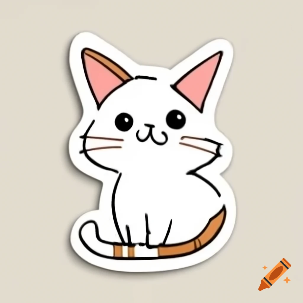 Cute cat drawing for a simple die cut sticker on Craiyon