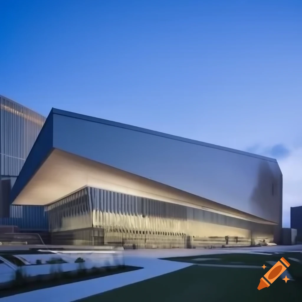 Exterior view of a convention center on Craiyon