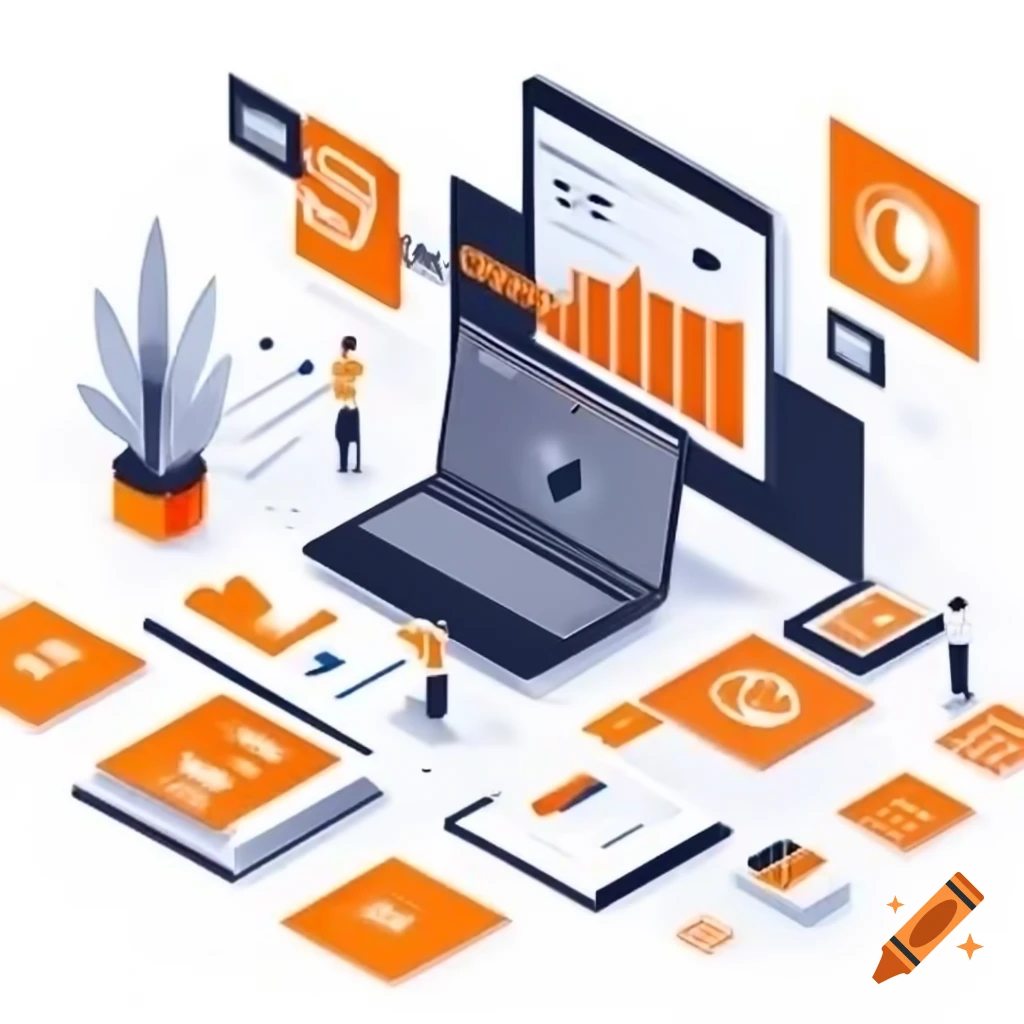 3D illustration of modern data analysis workspace with tablet and ...