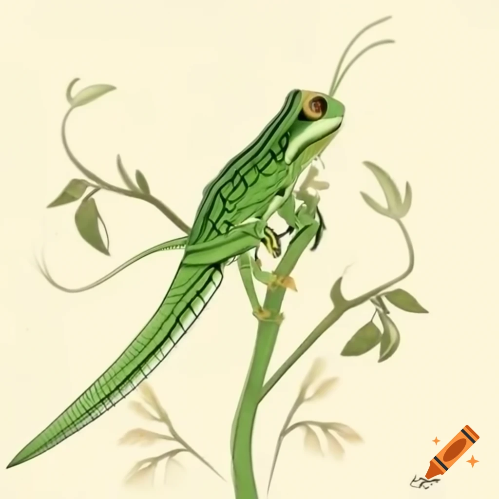 Hybrid green dragon resembling lizard-frog-bird with unique features on ...