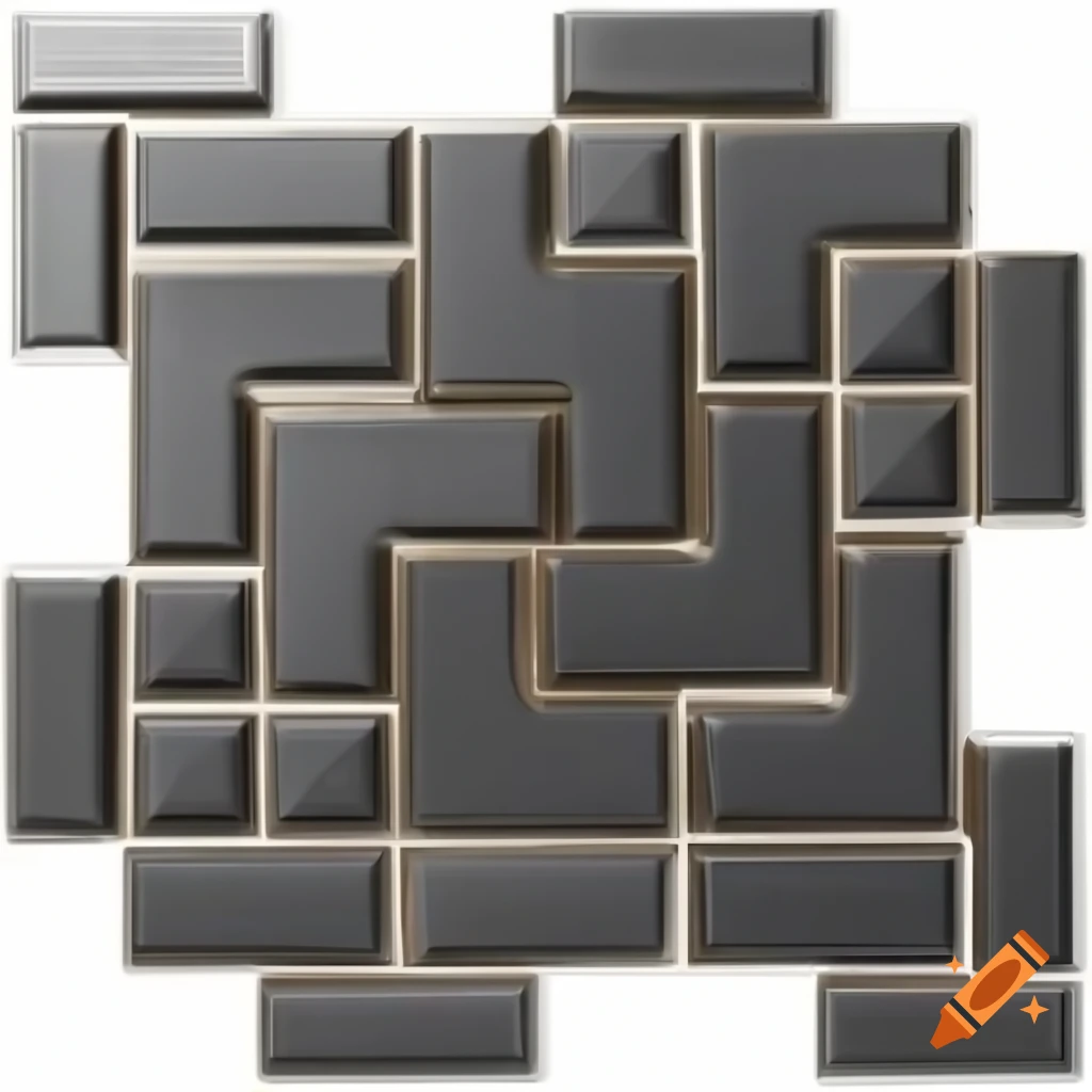 Grid of metal square tiles on black stone background on Craiyon