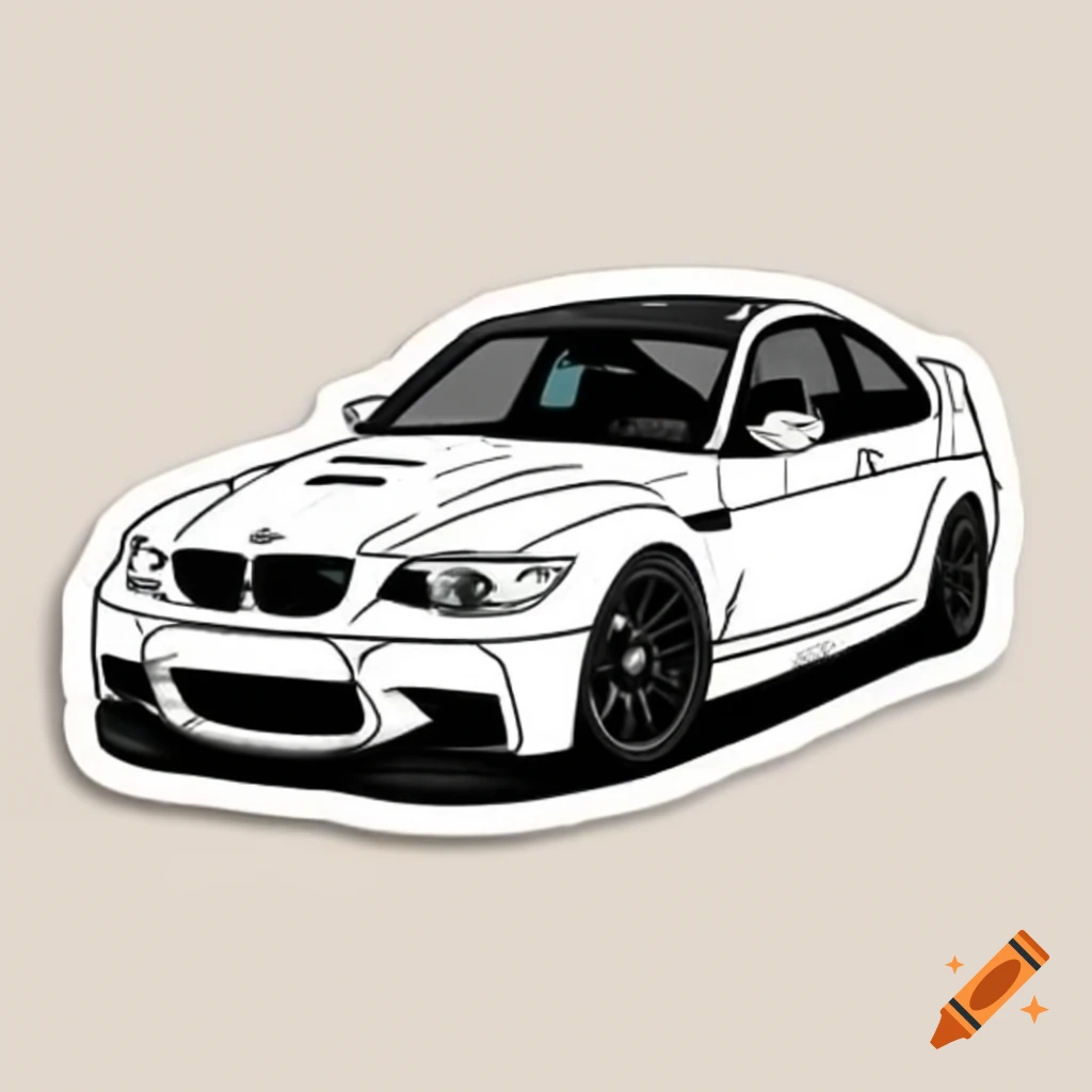 Cartoon-style sticker of BMW M3 Sport, unique design on Craiyon