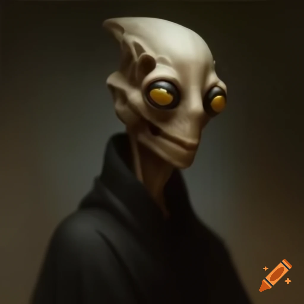 Mummy-like creature that is half human half praying mantis with gray ...