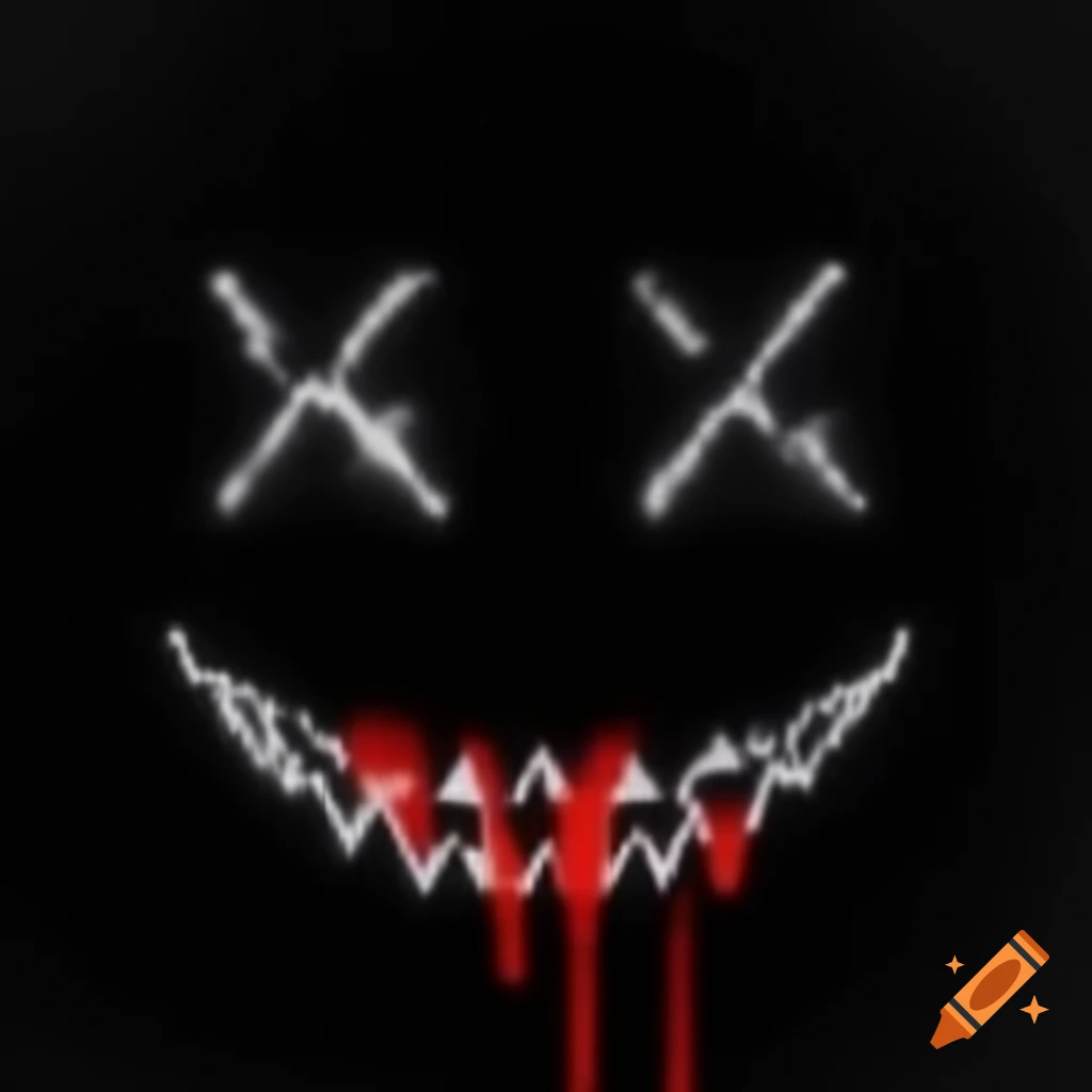 Distorted smile on black screen with text 'Midnight Challenge' in red ...