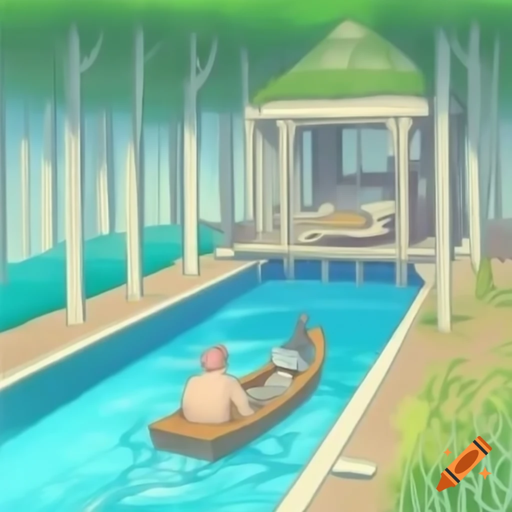 Ringlord lorence richard in mini boat in enclosed swimming pool ...