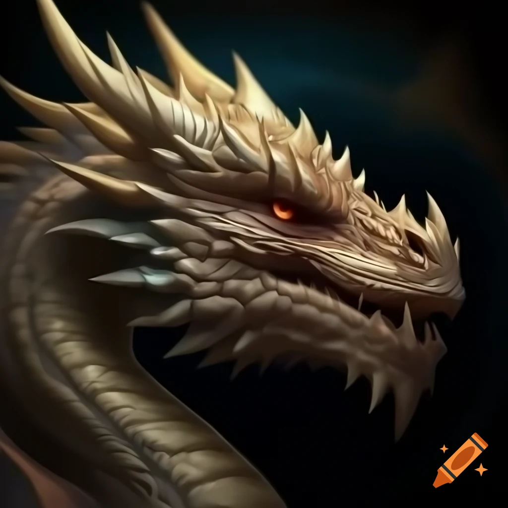 Highly detailed front-facing dragon portrait on Craiyon