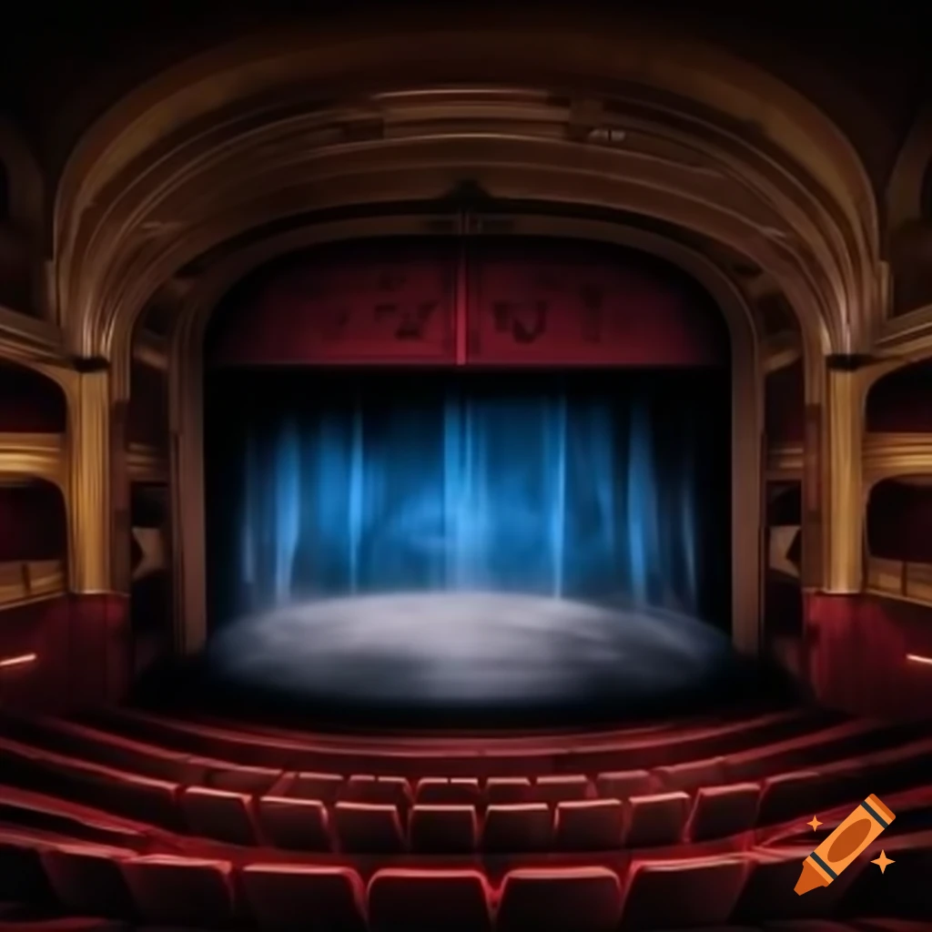 Spooky theatre setting with eerie atmosphere on Craiyon