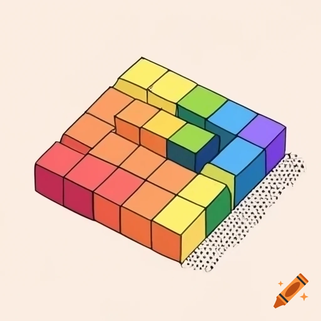 Colorful blocks forming a rainbow pattern on Craiyon