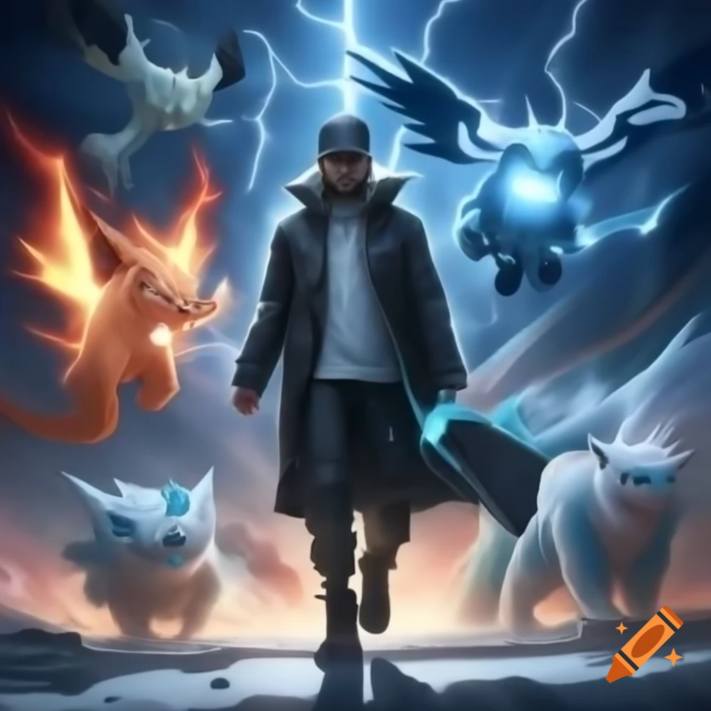 Rapper pusha t with fierce pokemon crew including pigeot, blaziken ...