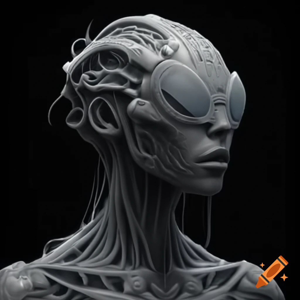 3d wireframe and realistic render of mind flayer in hypermaximalist ...