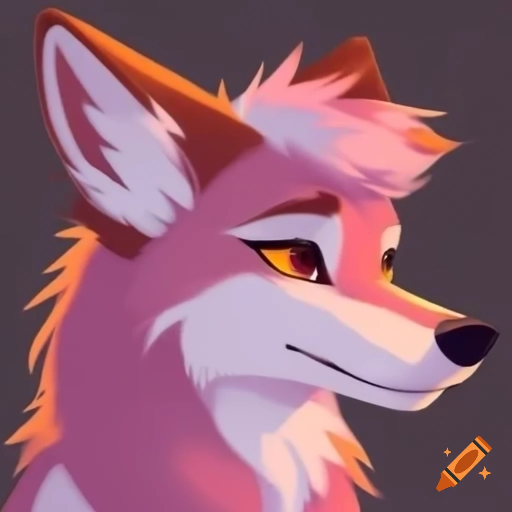 Female furry anthropomorphic dog wolf with pink, orange, and white ...