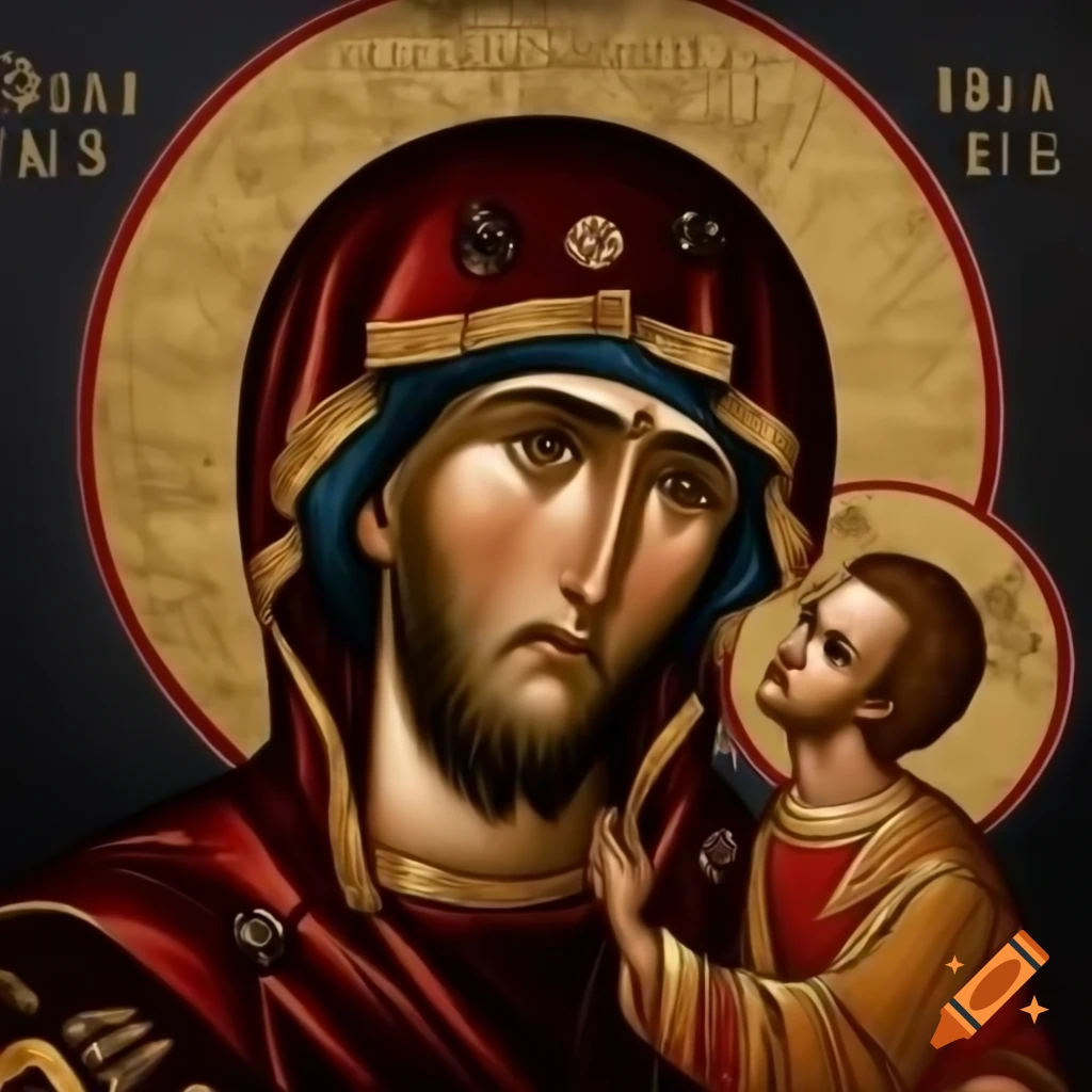 Boethiah as holy Mary in Orthodox Christian iconography style on Craiyon