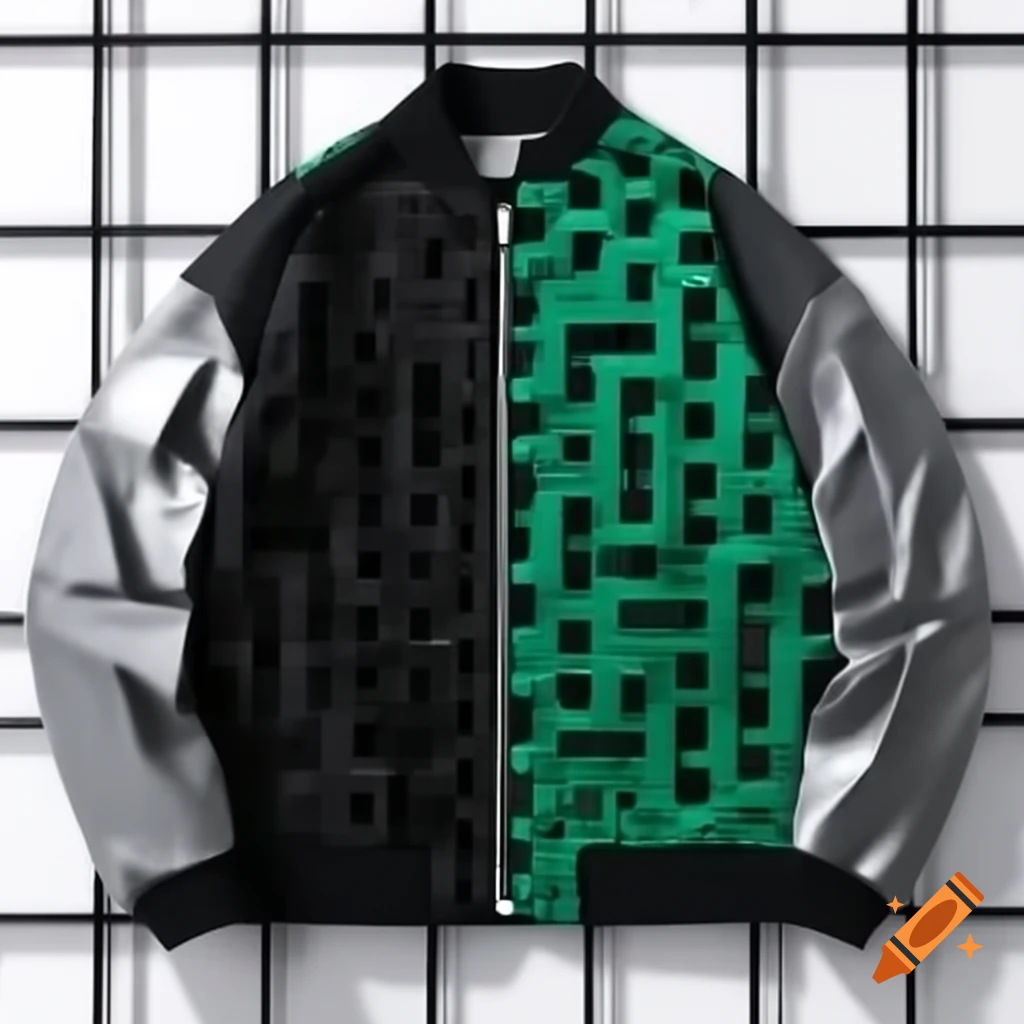 Casual jacket with black and dark green square pattern on Craiyon